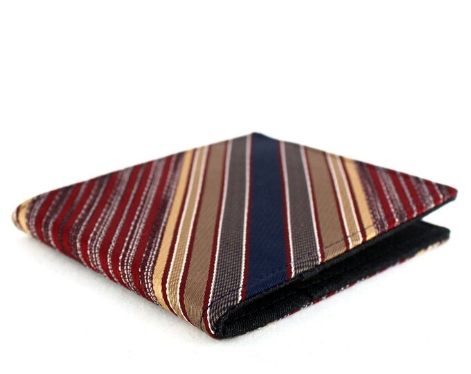 Necktie Wallet - Recycled Red Blue Gold Striped Tie - Etsy