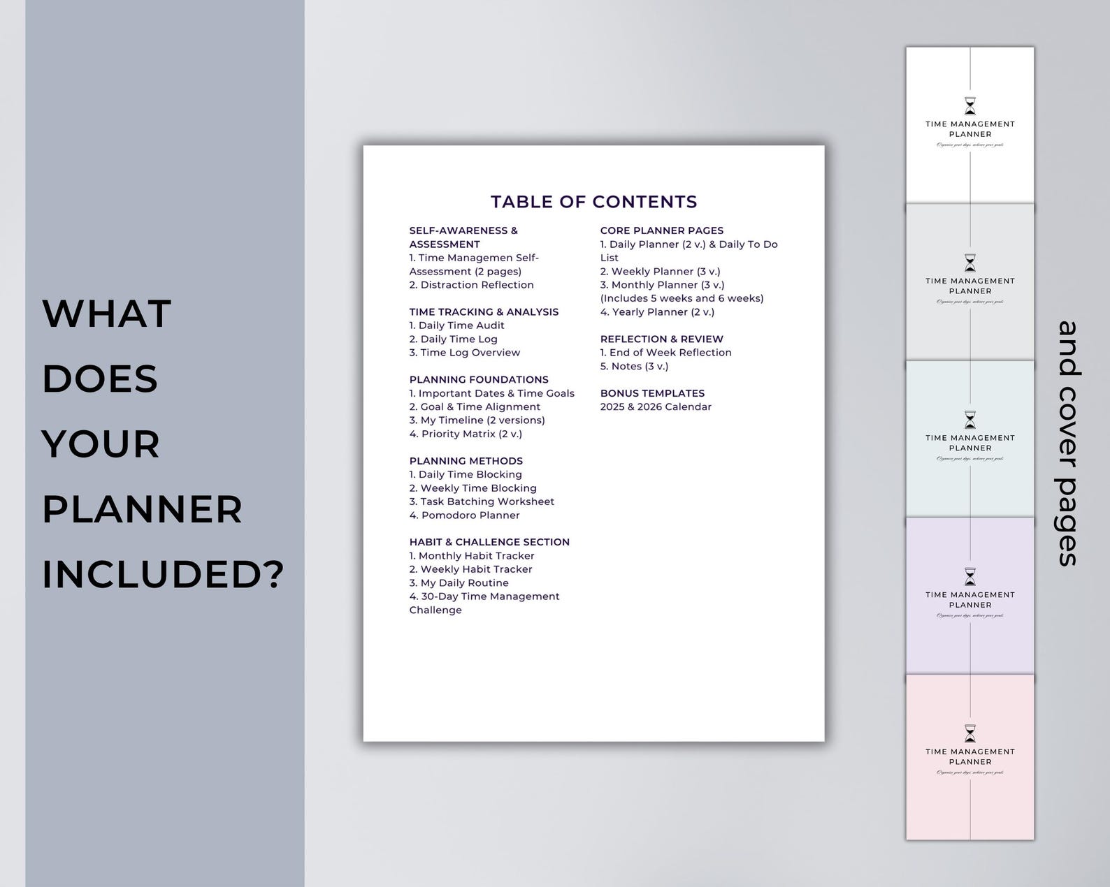 Time Management Planner Bundle: Printable Time Blocking, Task Batching ...