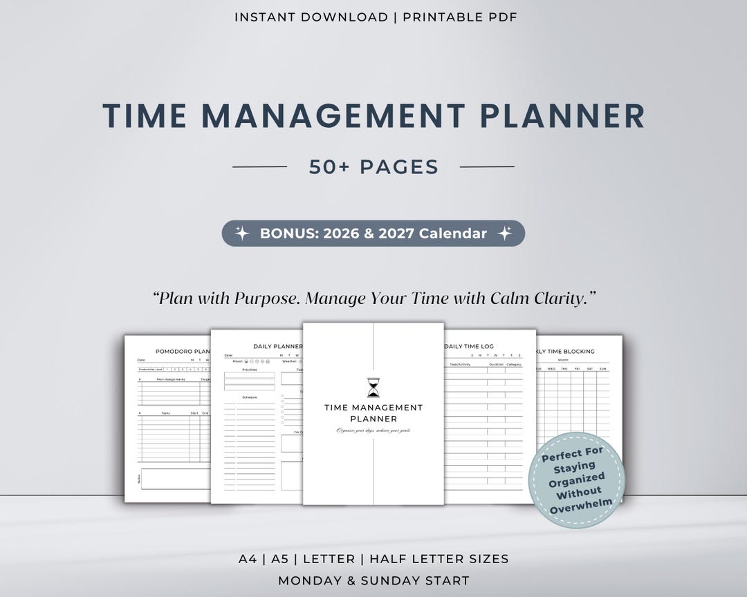 Time Management Planner Printable Bundle | Time Blocking | Task ...
