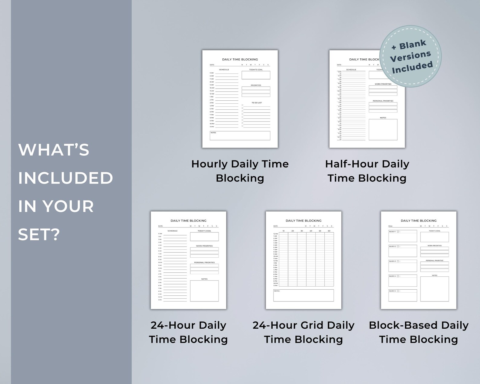 Daily Time Blocking Set | Printable Hourly Planner | Bonus Brain Dump ...