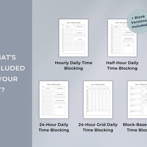 Daily Time Blocking Set | Printable Hourly Planner | Bonus Brain Dump ...