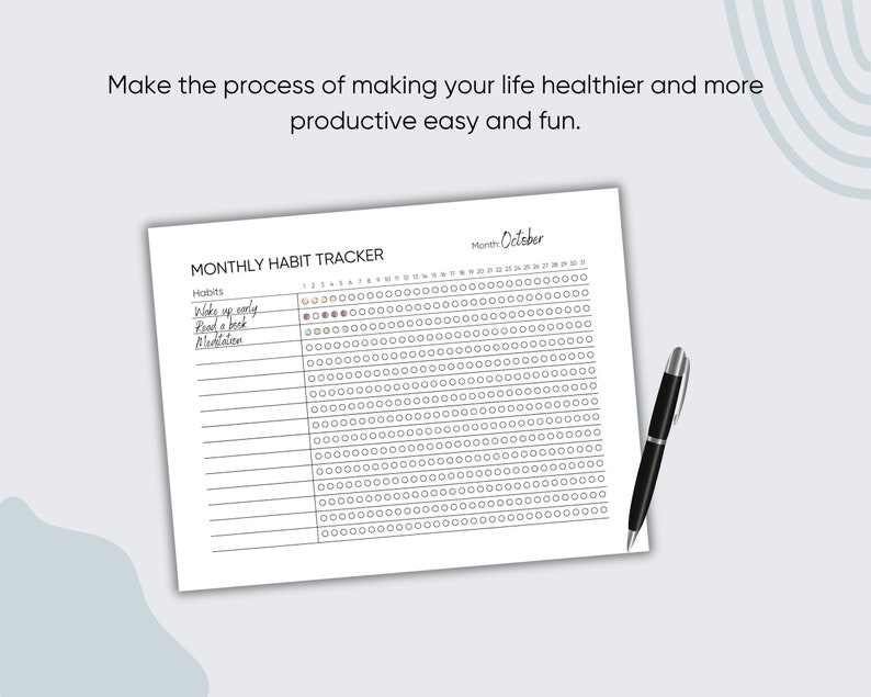 Monthly Habit Tracker Printable Bundle, 30 Day Habit Challange, Routine ...