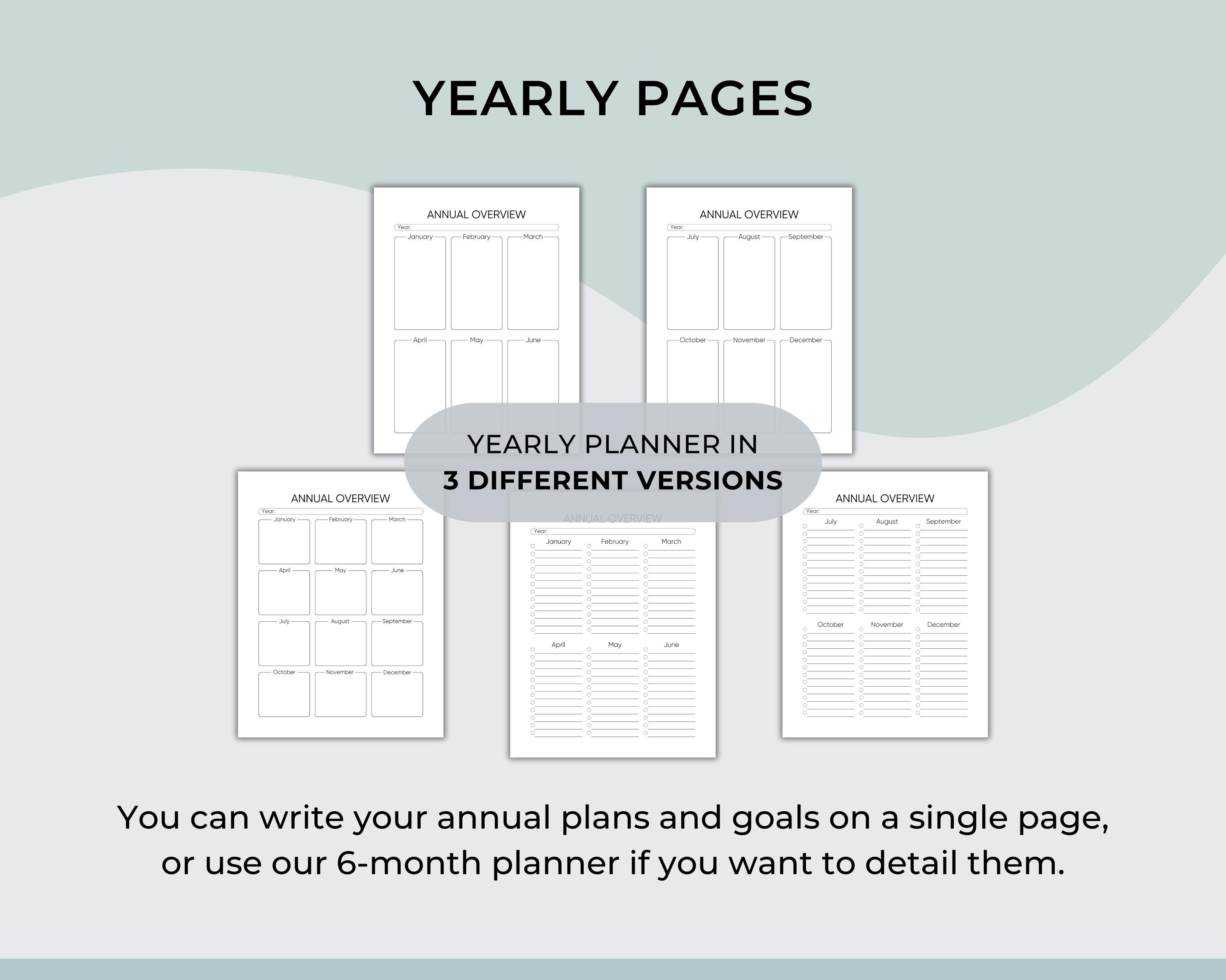 Daily Weekly Monthly Yearly Printable Planner Bundle, Minimal Undated ...