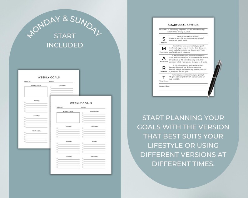 Ultimate Goal Planner Printable Bundle | SMART Goal Setting & Progress ...