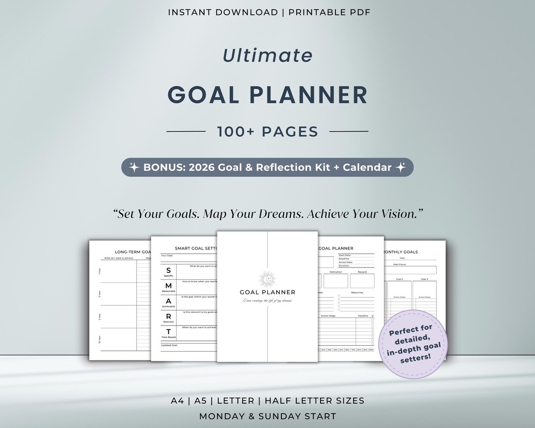Ultimate Goal Planner Printable Bundle | SMART Goal Setting & Progress ...