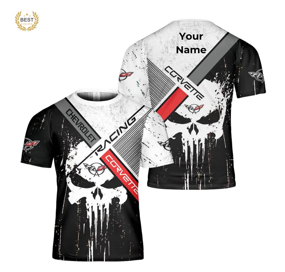 Custom Name Chevrolet Corvette C8 Logo Racing Team 3D Print T-shirt ...