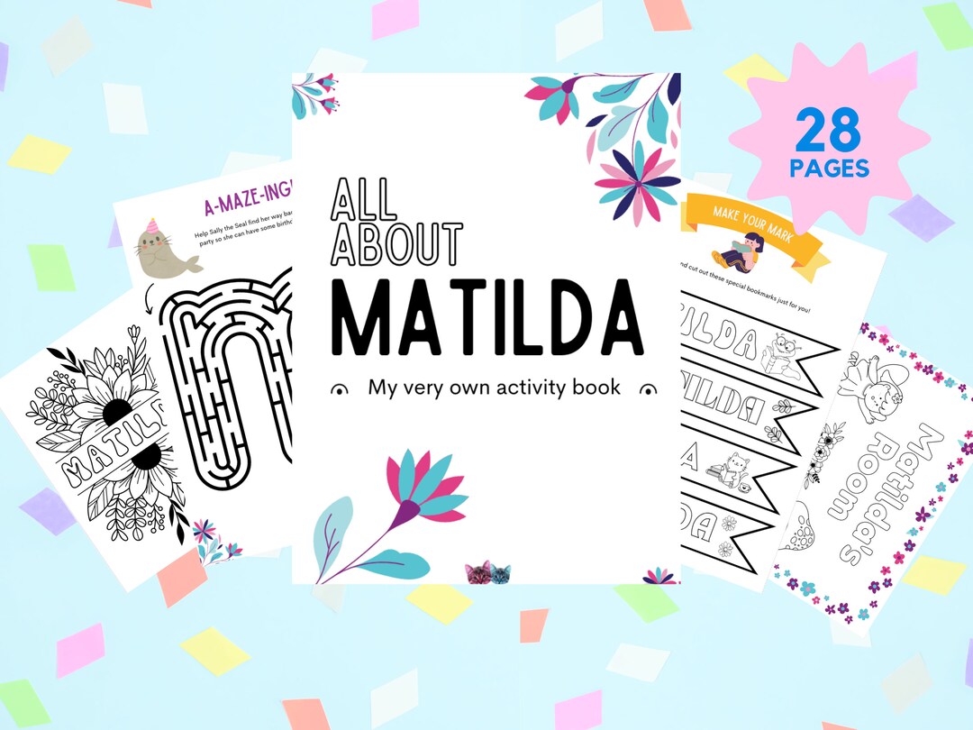 Custom Activity Book Instant Download | Matilda | Personalized ...