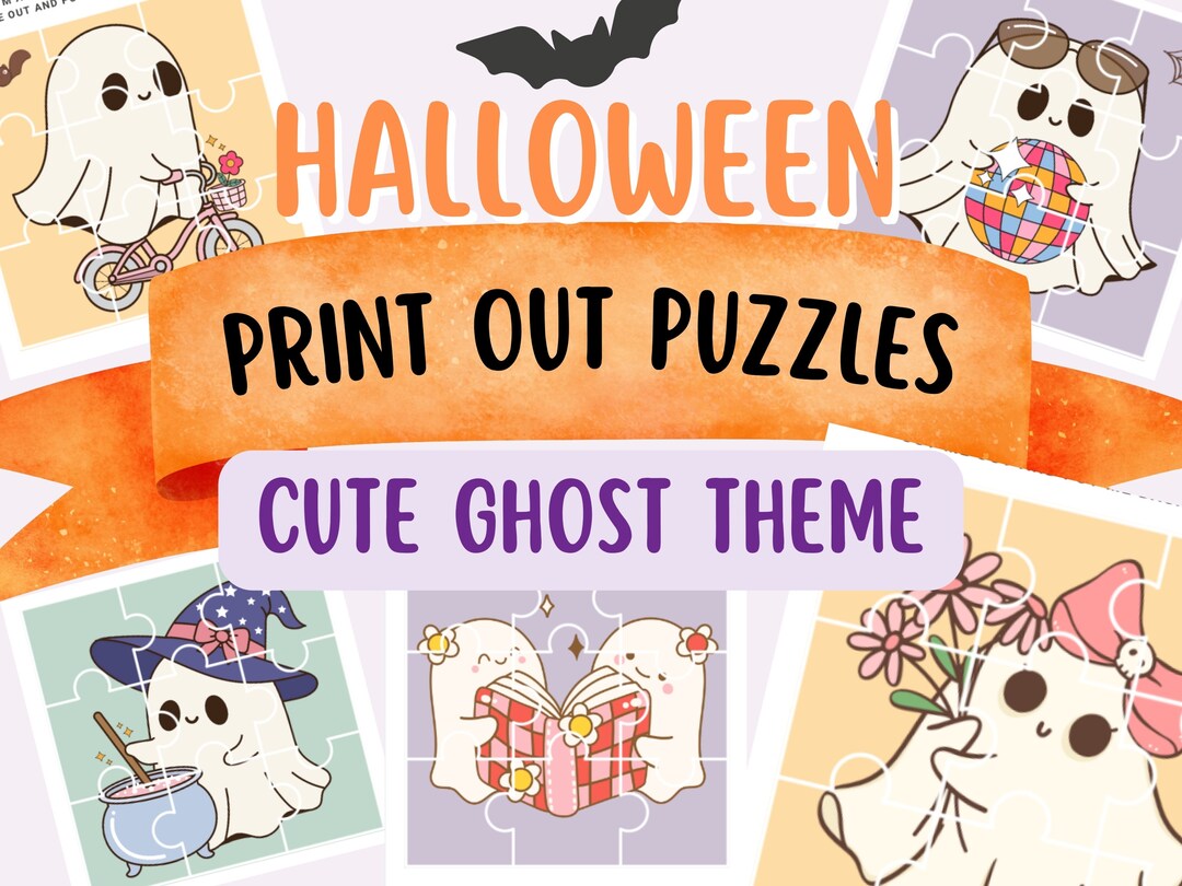 Halloween Puzzle Bundle | Cute Ghost Jigsaw | Printable PDF | Instant ...