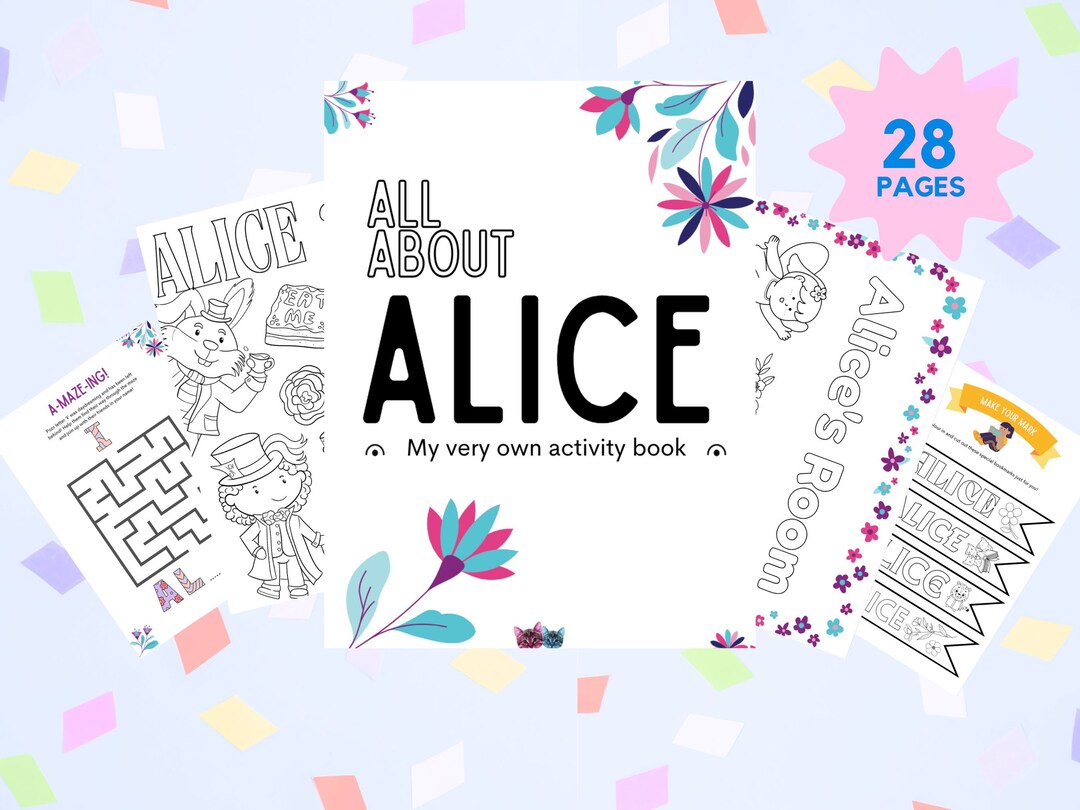 Custom Activity Book Instant Download | Alice | Personalized Printables ...