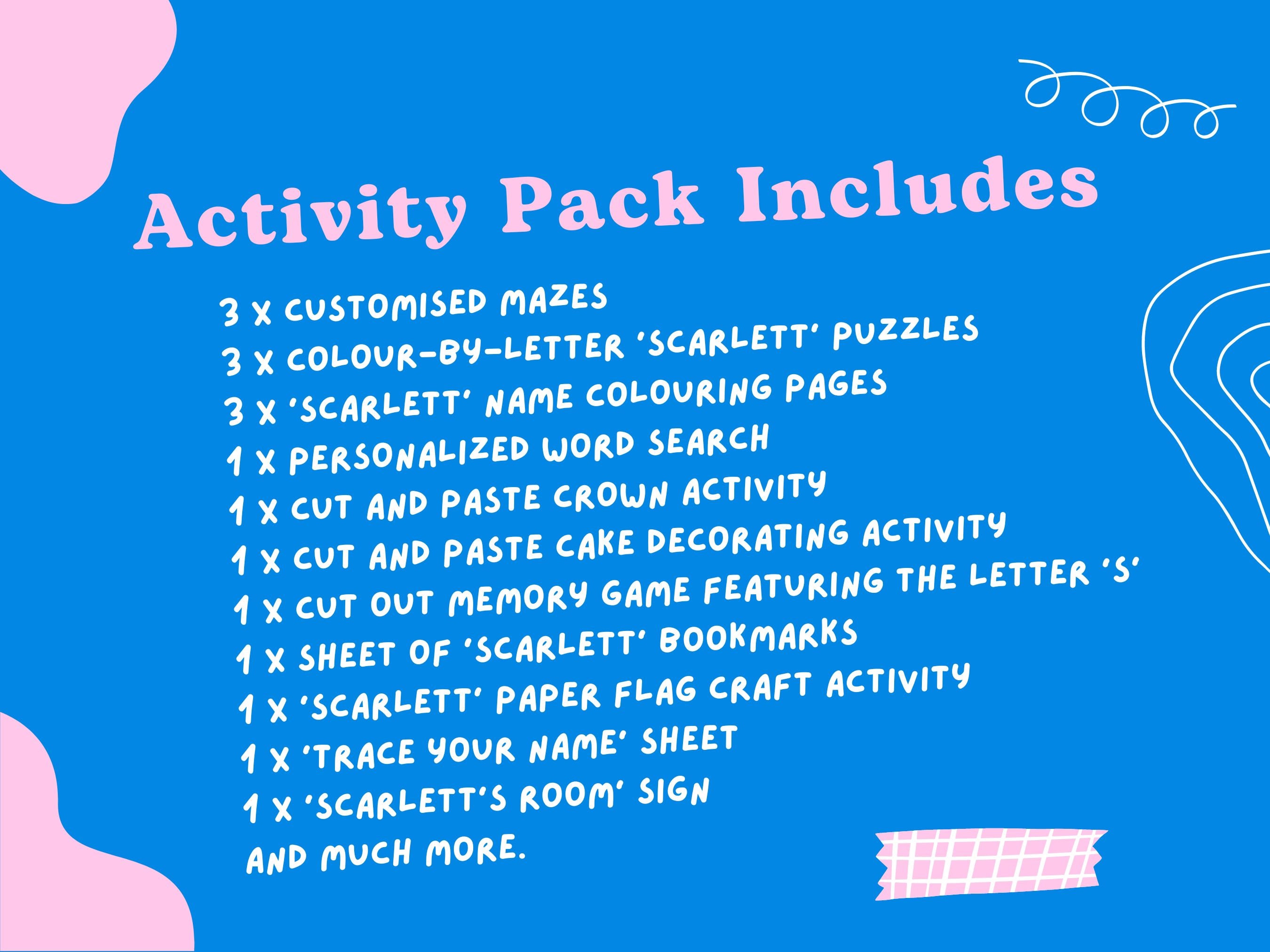 Custom Activity Book Instant Download | Scarlett | Personalized ...