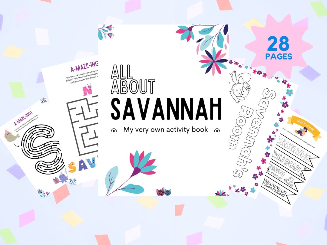 Custom Activity Book Instant Download | Savannah | Personalized ...