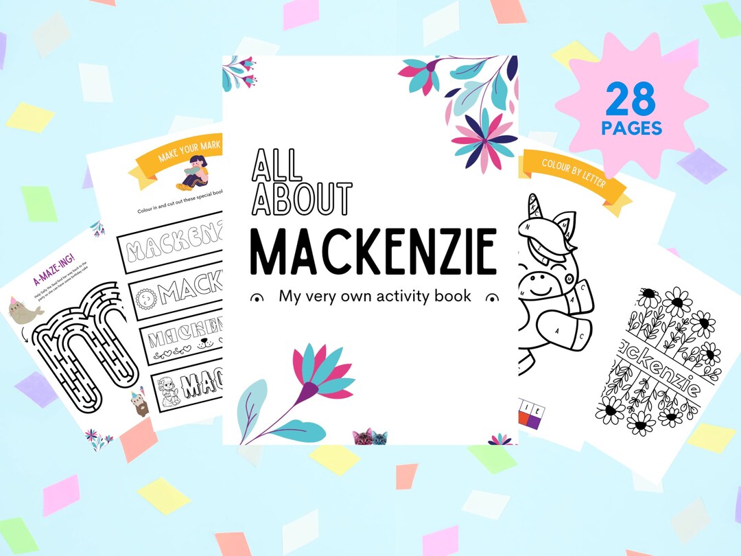 Custom Activity Book Instant Download | Mackenzie | Personalized ...