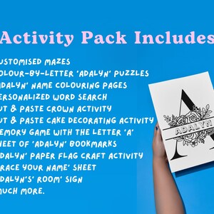 Custom Activity Book Instant Download | Adalyn | Personalized ...