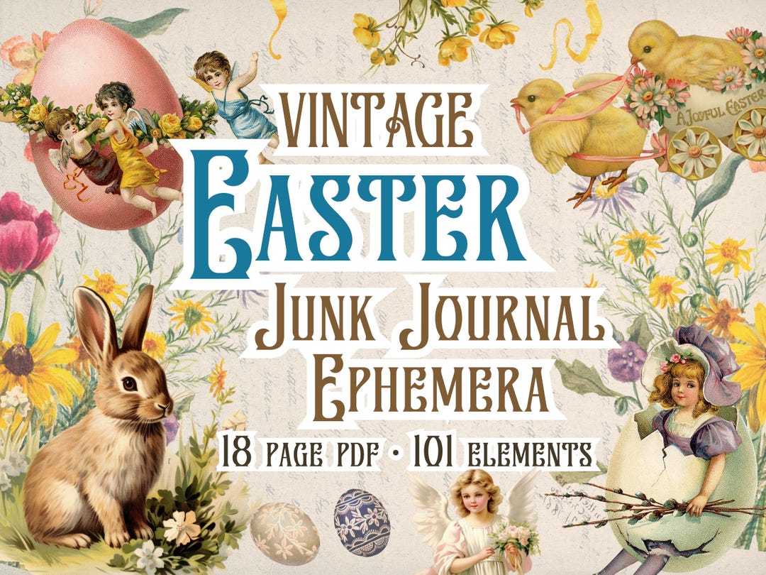 Easter Junk Journal Vintage Ephemera | Whimsical Spring Scrapbooking ...