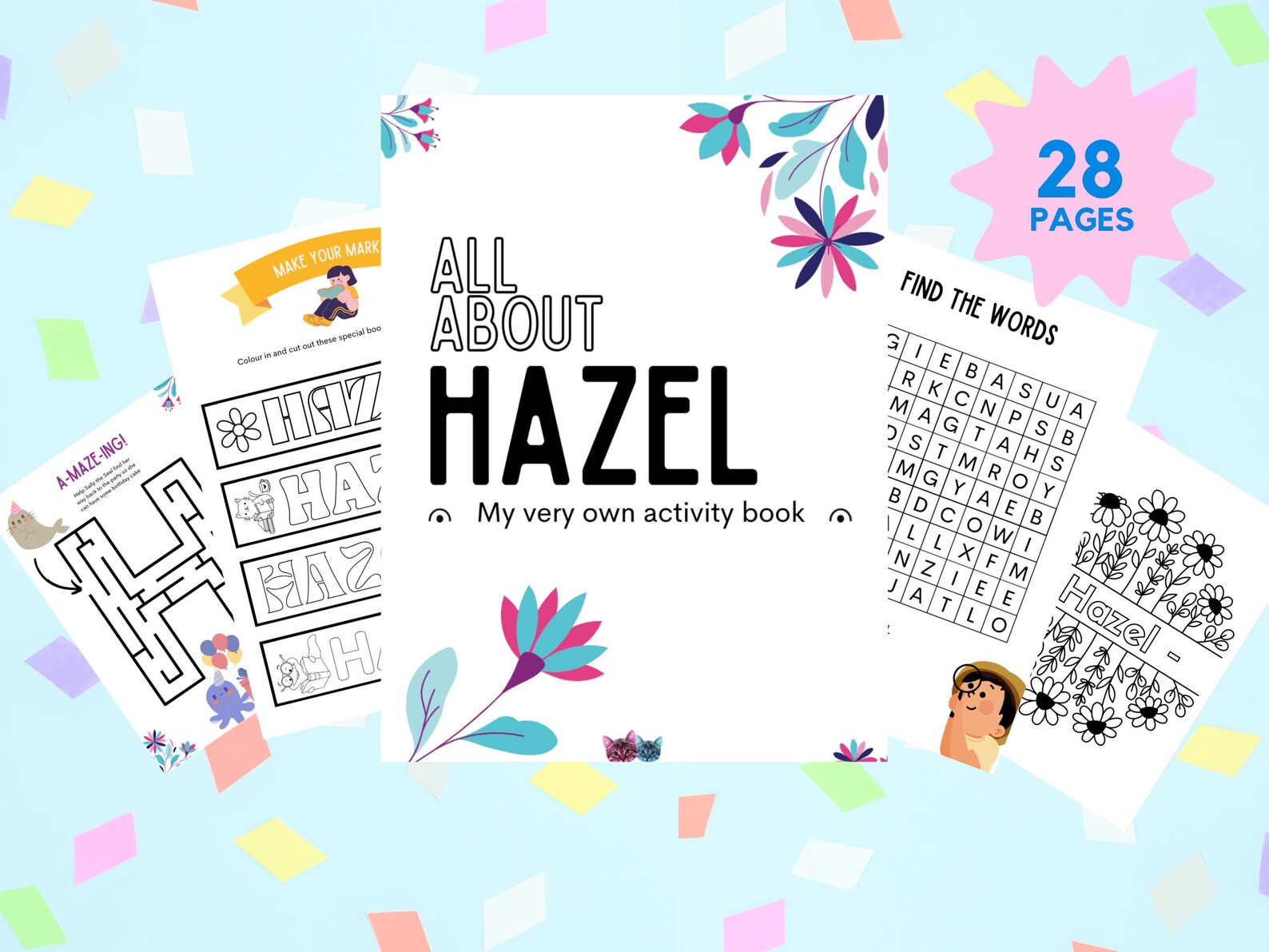 Custom Activity Book Instant Download | Hazel | Personalized Printables ...