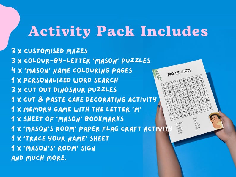 Custom Activity Book Instant Download | Mason | Personalized Printables ...