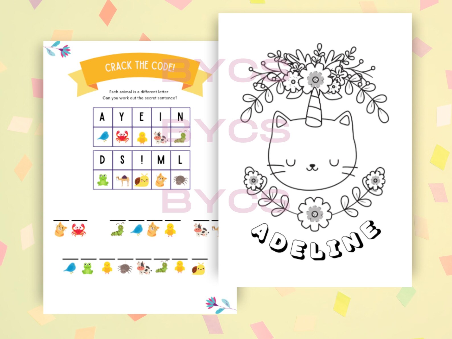 Custom Activity Book Instant Download | Adeline | Personalized ...