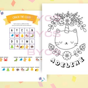 Custom Activity Book Instant Download | Adeline | Personalized Printables | Kids Fun Puzzle ...