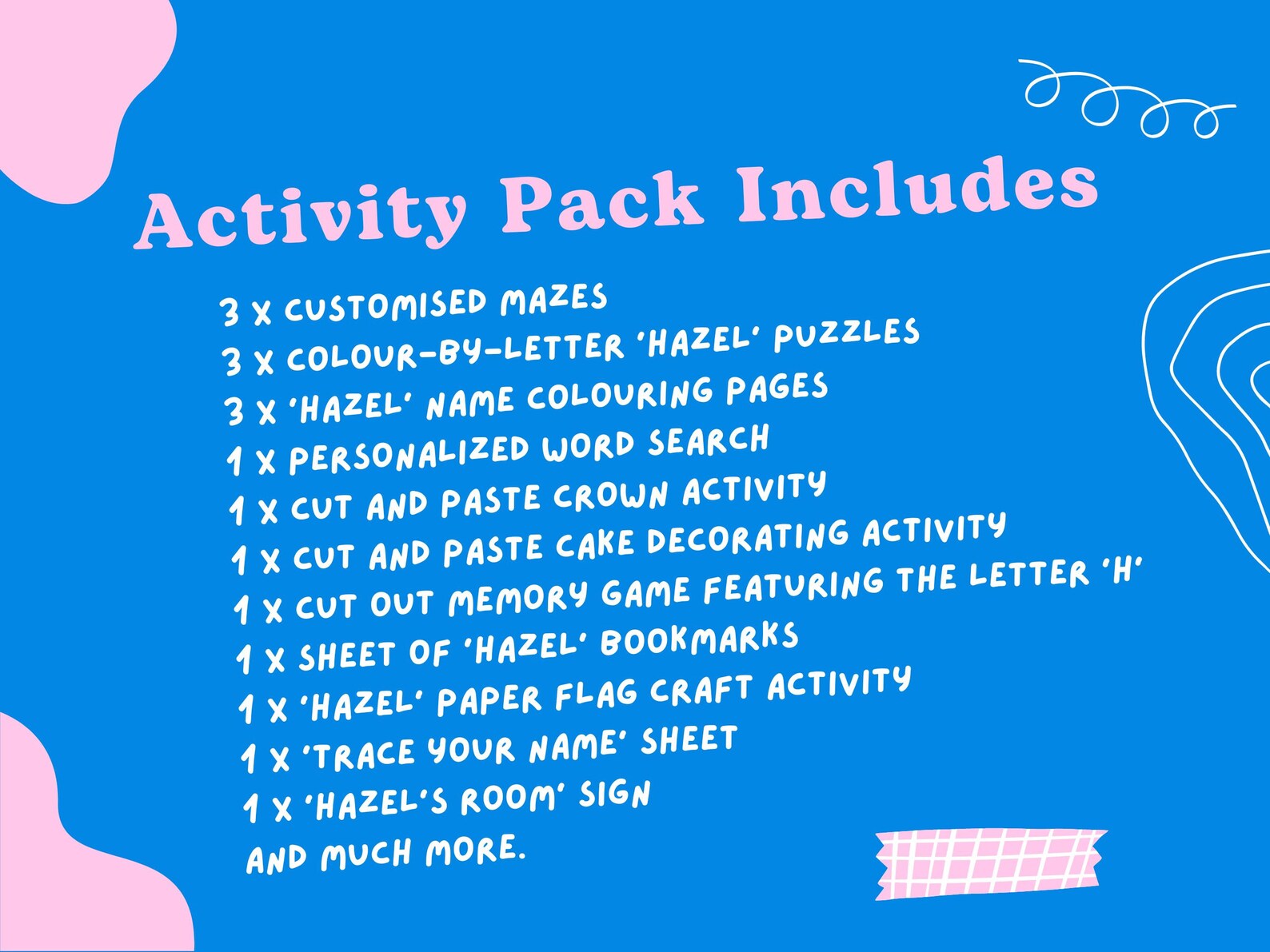Custom Activity Book Instant Download | Hazel | Personalized Printables ...