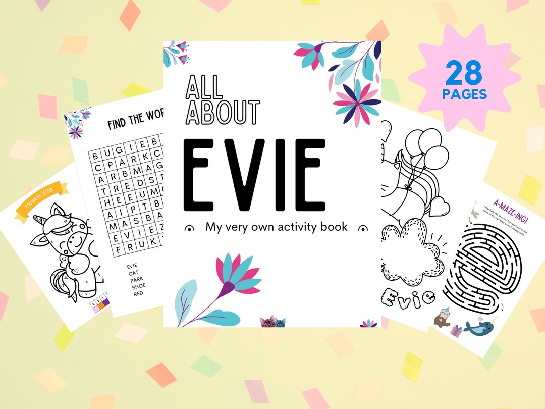 Custom Activity Book Instant Download | Evie | Personalized Printables ...
