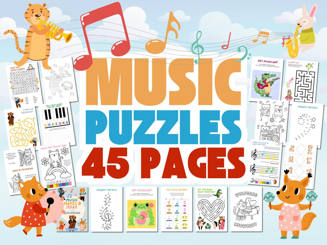 Music Puzzle Pack Volume 1 | 45 Page Activity Bundle | Printable PDF ...