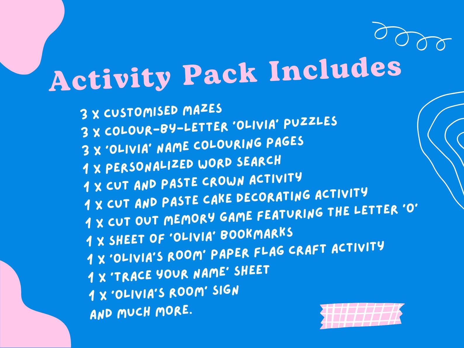 Custom Activity Book Instant Download | Olivia | Personalized ...