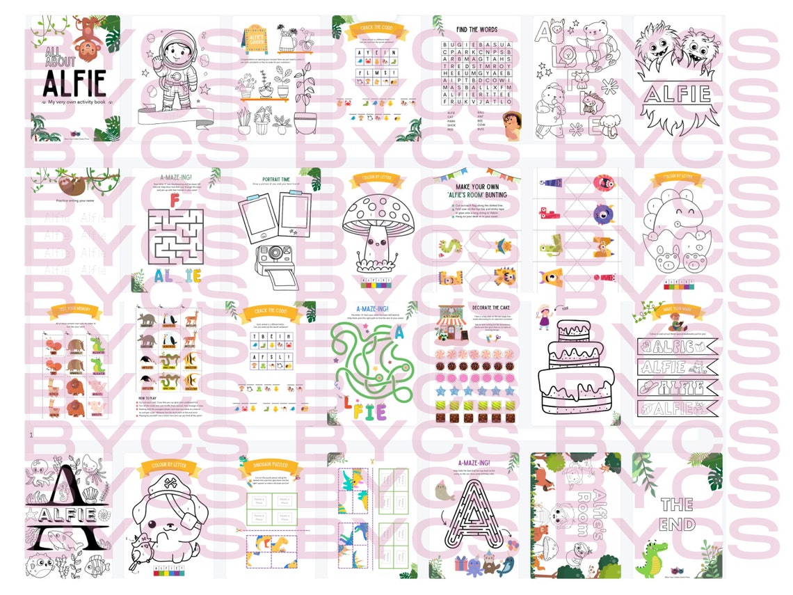 Custom Activity Book Instant Download | Alfie | Personalized Printables ...