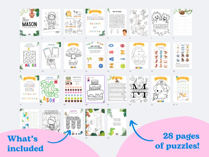 Custom Activity Book Instant Download | Mason | Personalized Printables ...