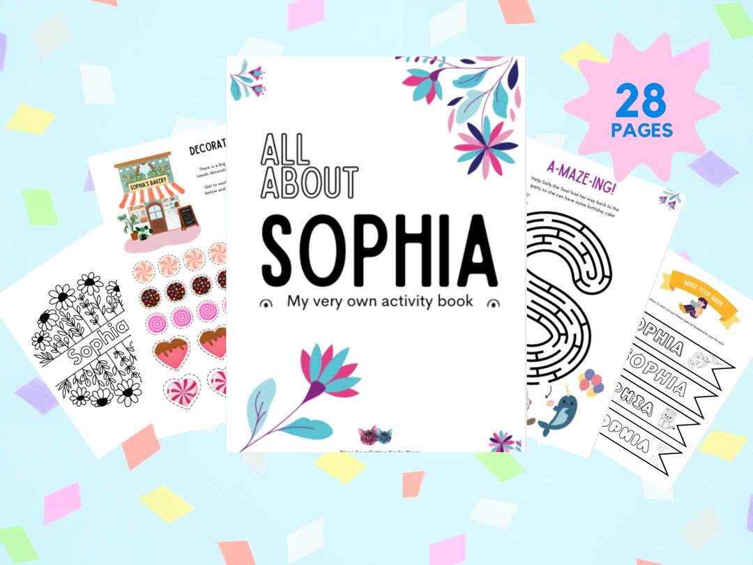 Custom Activity Book Instant Download | Sophia | Personalized ...