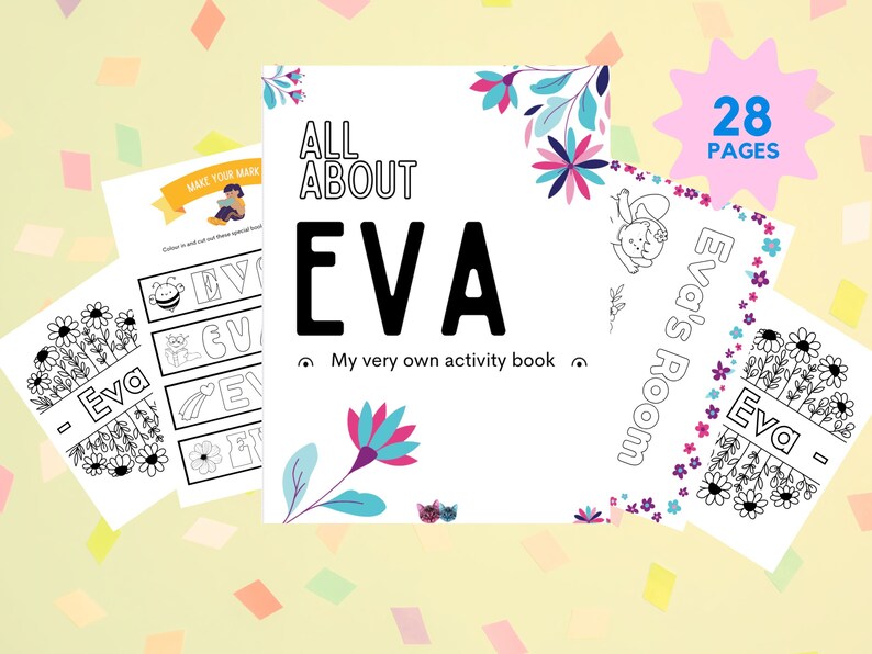 Custom Activity Book Instant Download | Eva | Personalized Printables ...