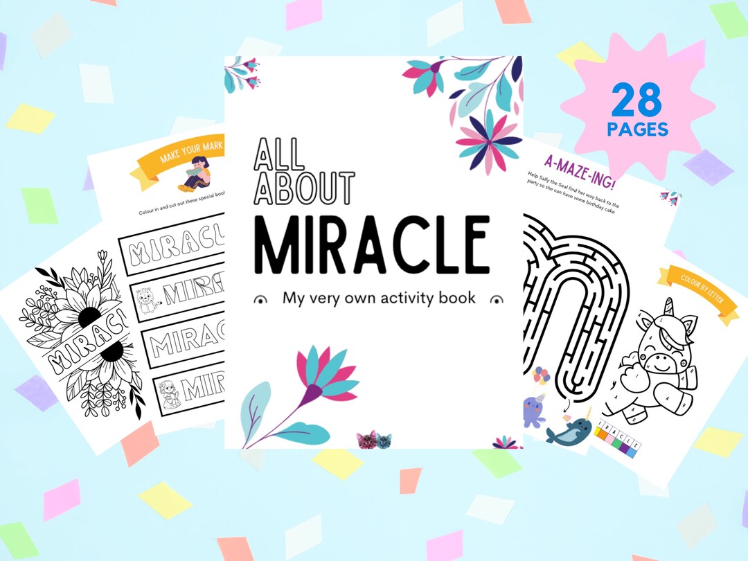 Custom Activity Book Instant Download | Miracle | Personalized ...