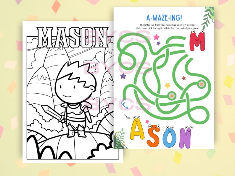 Custom Activity Book Instant Download | Mason | Personalized Printables ...