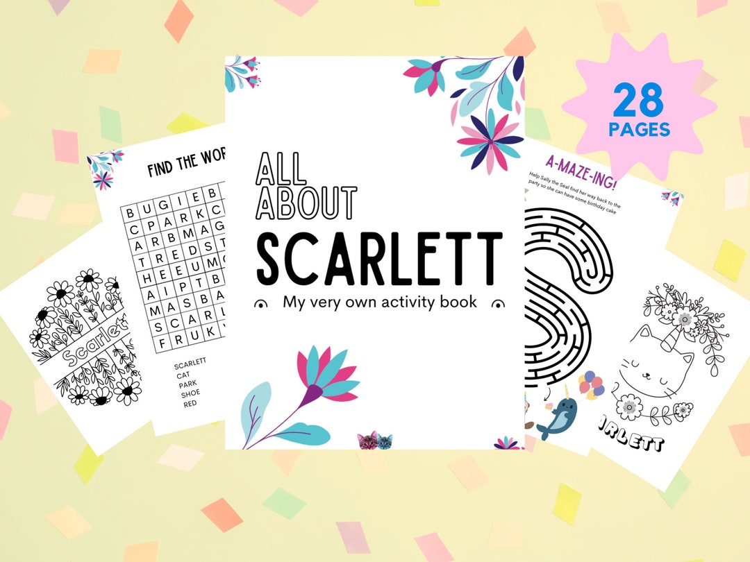 Custom Activity Book Instant Download | Scarlett | Personalized ...