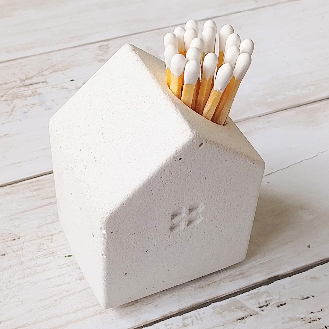 Handmade House Match Pot Scandi Look Match Holder With Strike Paper ...