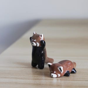 Handmade Ceramic Red Panda Mini Sculpture, Hand Painted Ornament, Teeny ...
