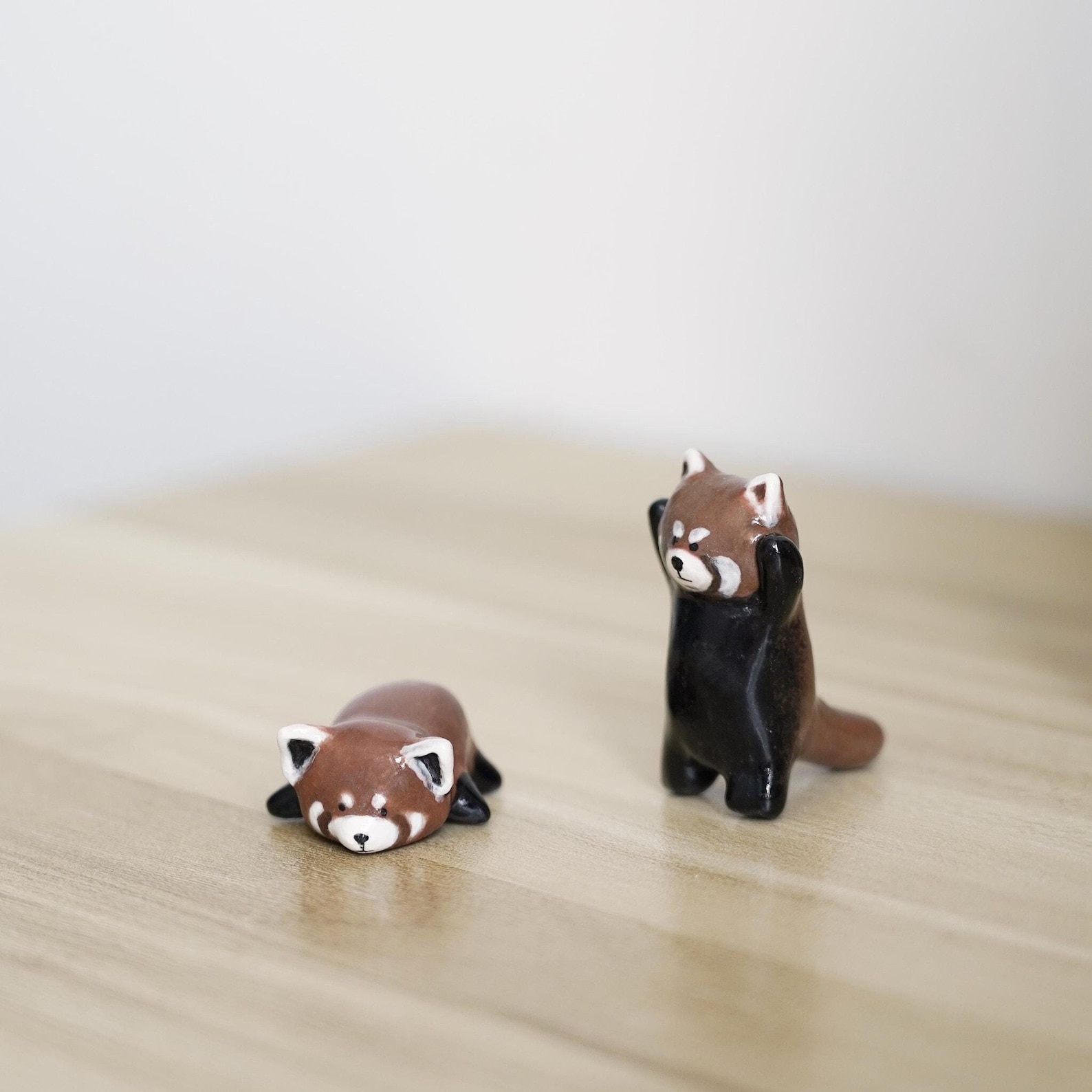 Handmade Ceramic Red Panda Mini Sculpture, Hand Painted Ornament, Teeny ...