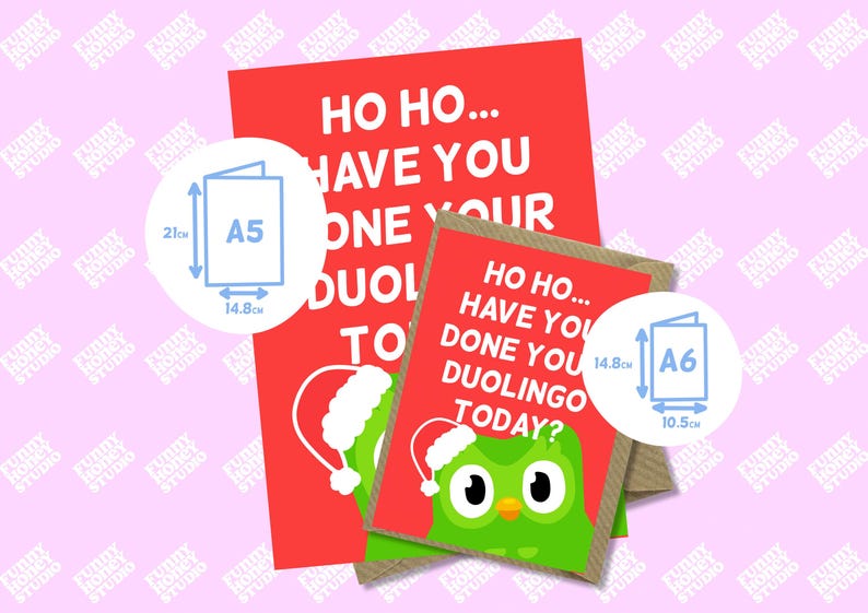 Ho Ho... Have You Done Your Duolingo Today? Christmas Card, Funny A6 A5 ...