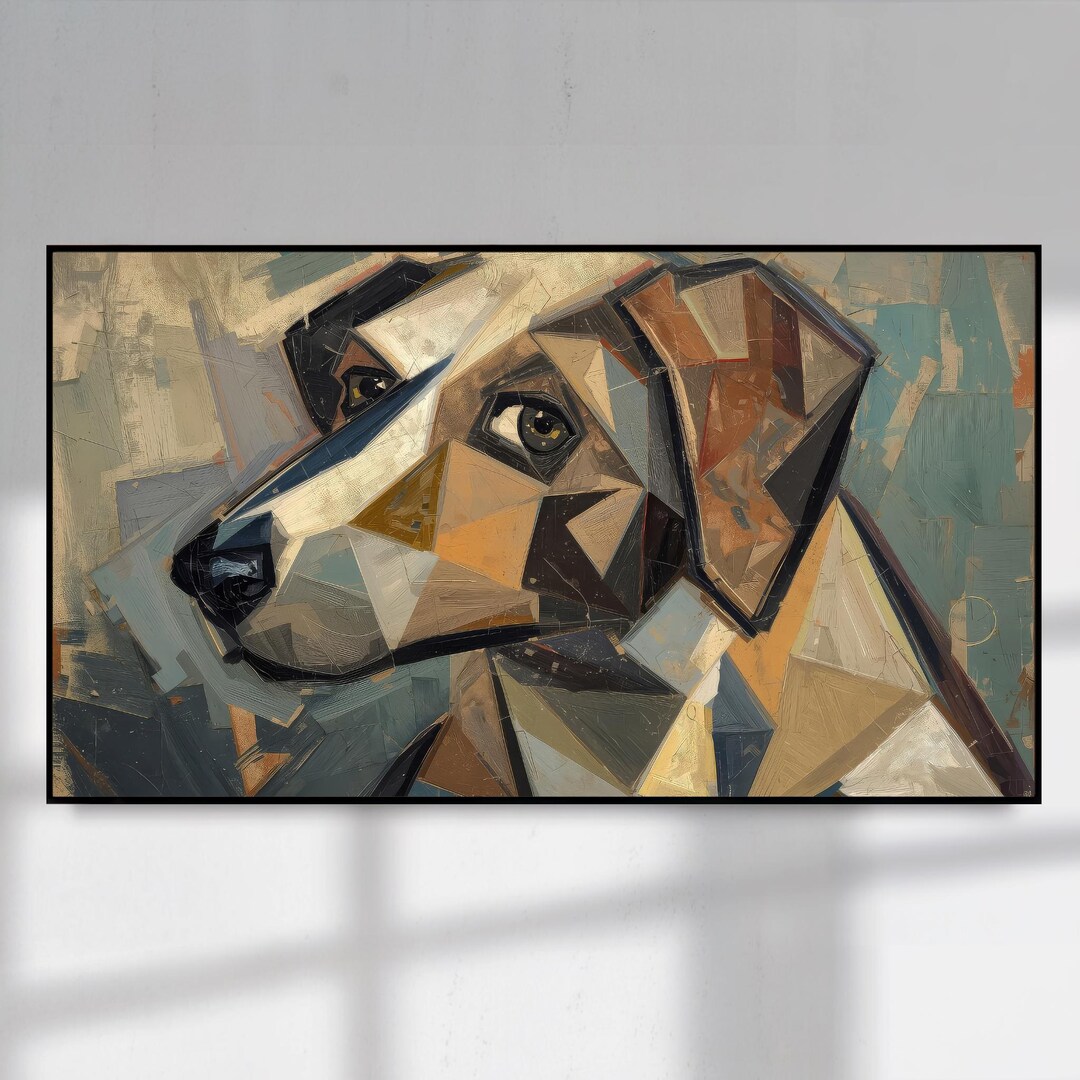 Samsung Frame TV Art Geometric Dog Portrait | Cubist Animal Abstract ...