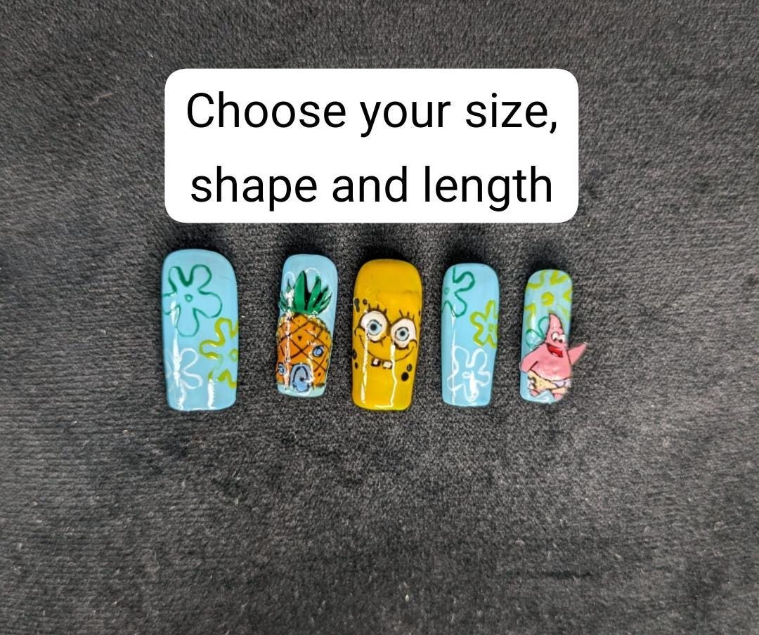 Spongebob Inspired Custom Press on Nails - Etsy