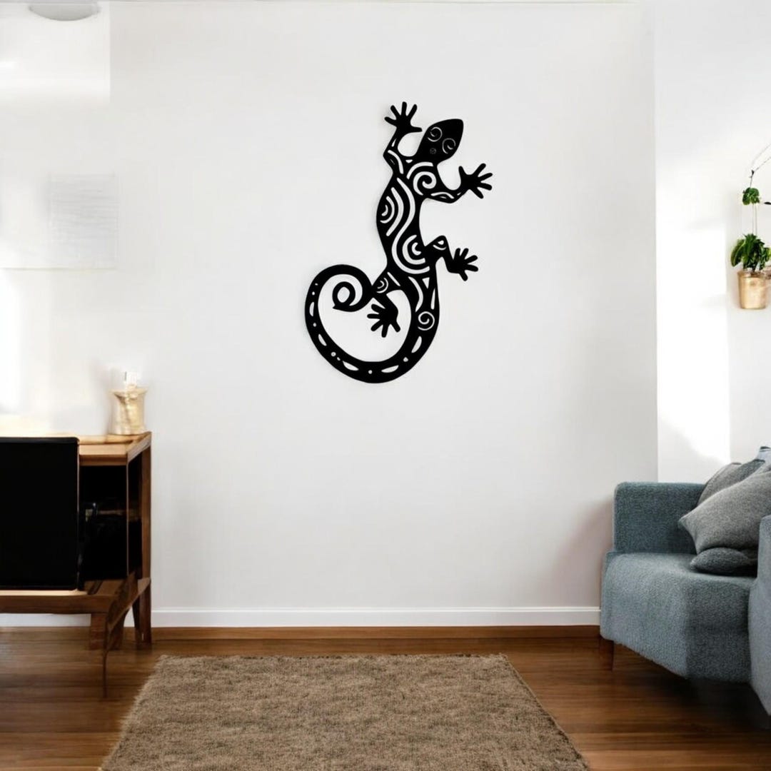 Metal Lizard Wall Art, Unique Metal Wall Decor, Lizard Home Accent ...