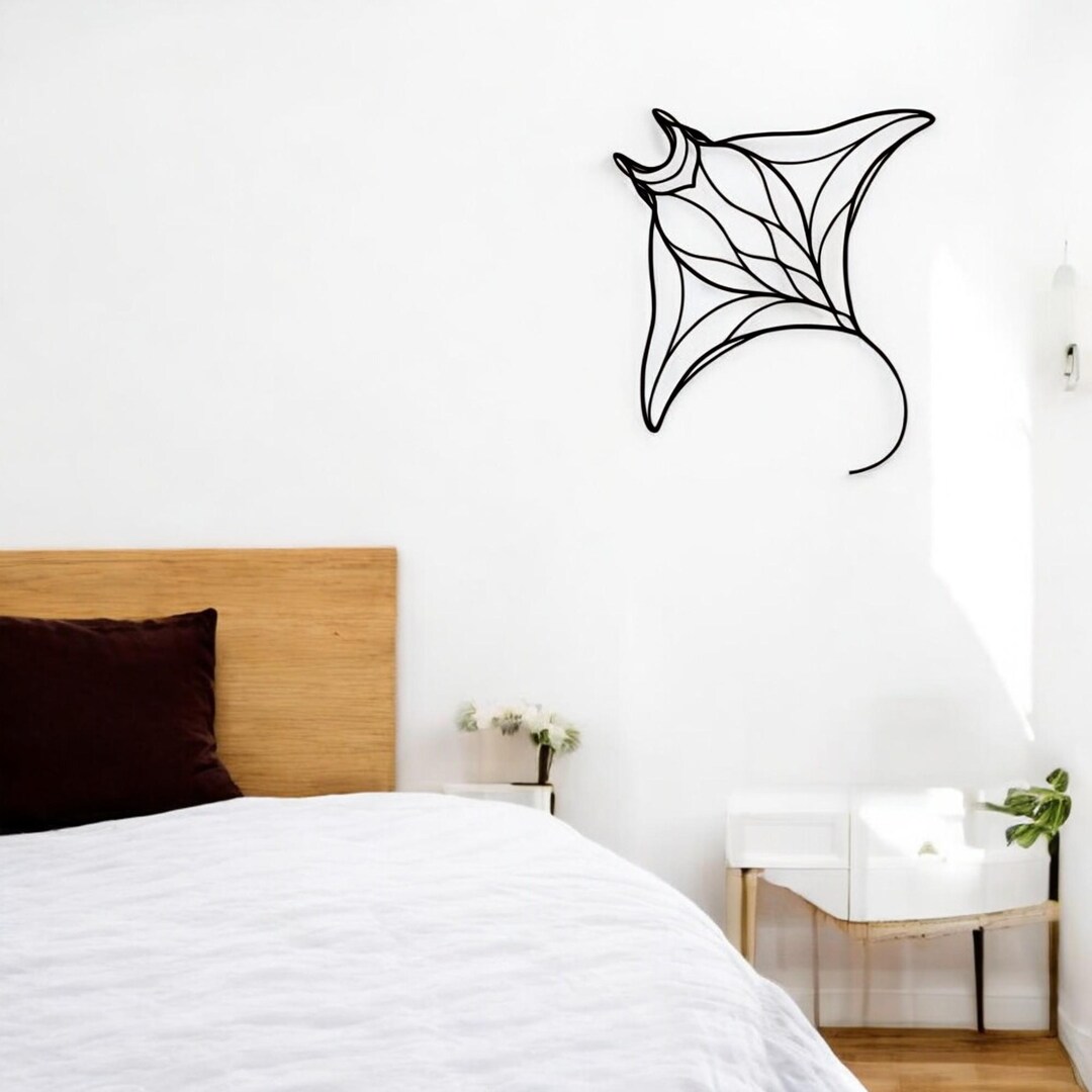 Manta Ray Metal Wall Art - Stingray Ocean Decor - Unique Black Metal ...