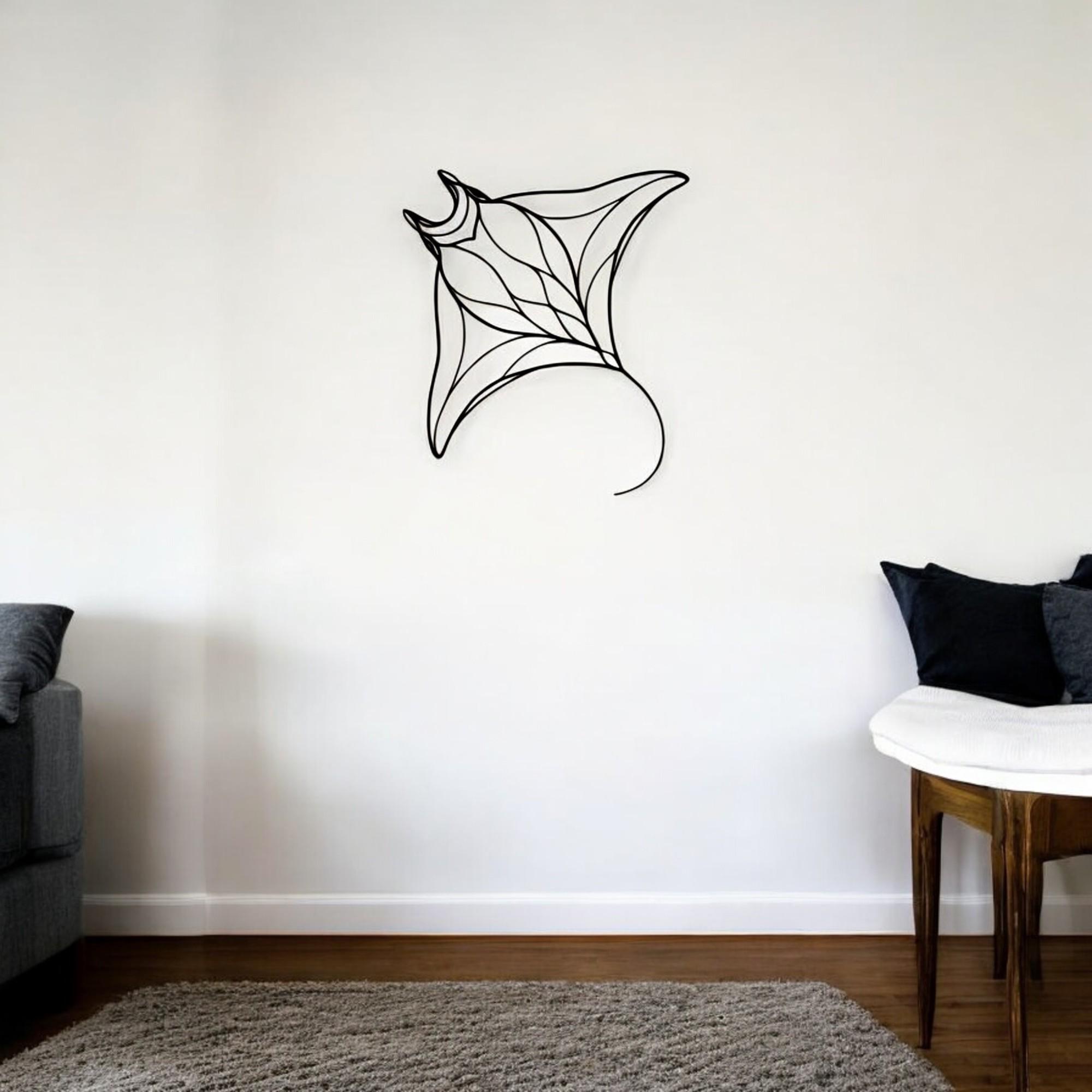 Manta Ray Metal Wall Art - Stingray Ocean Decor - Unique Black Metal ...