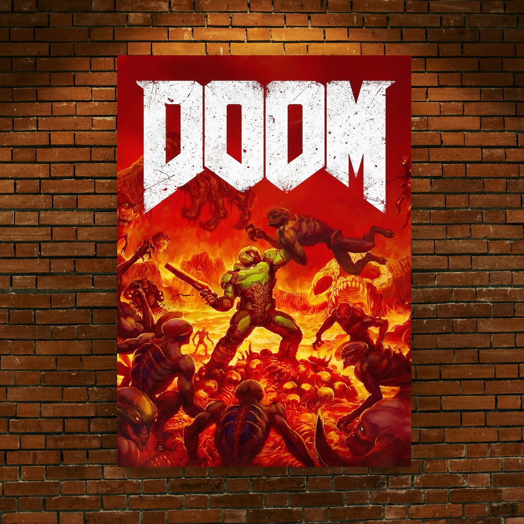 Doom Poster Doomguy Game Poster Print Custom Gaming Canvas Gaming Room ...