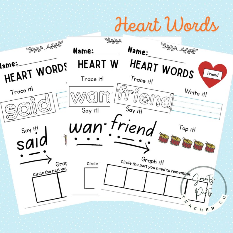 Heart Words Worksheet, Sight Words, Tricky Words, Science of Reading ...