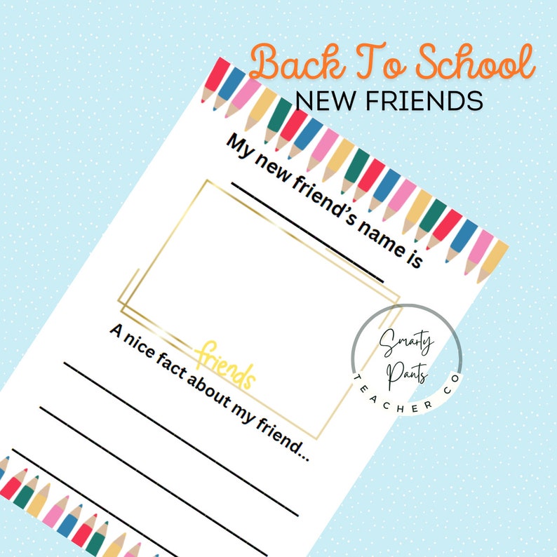 New Friend Worksheet, Friendship, Teaching, Beginning of Year, Back to ...