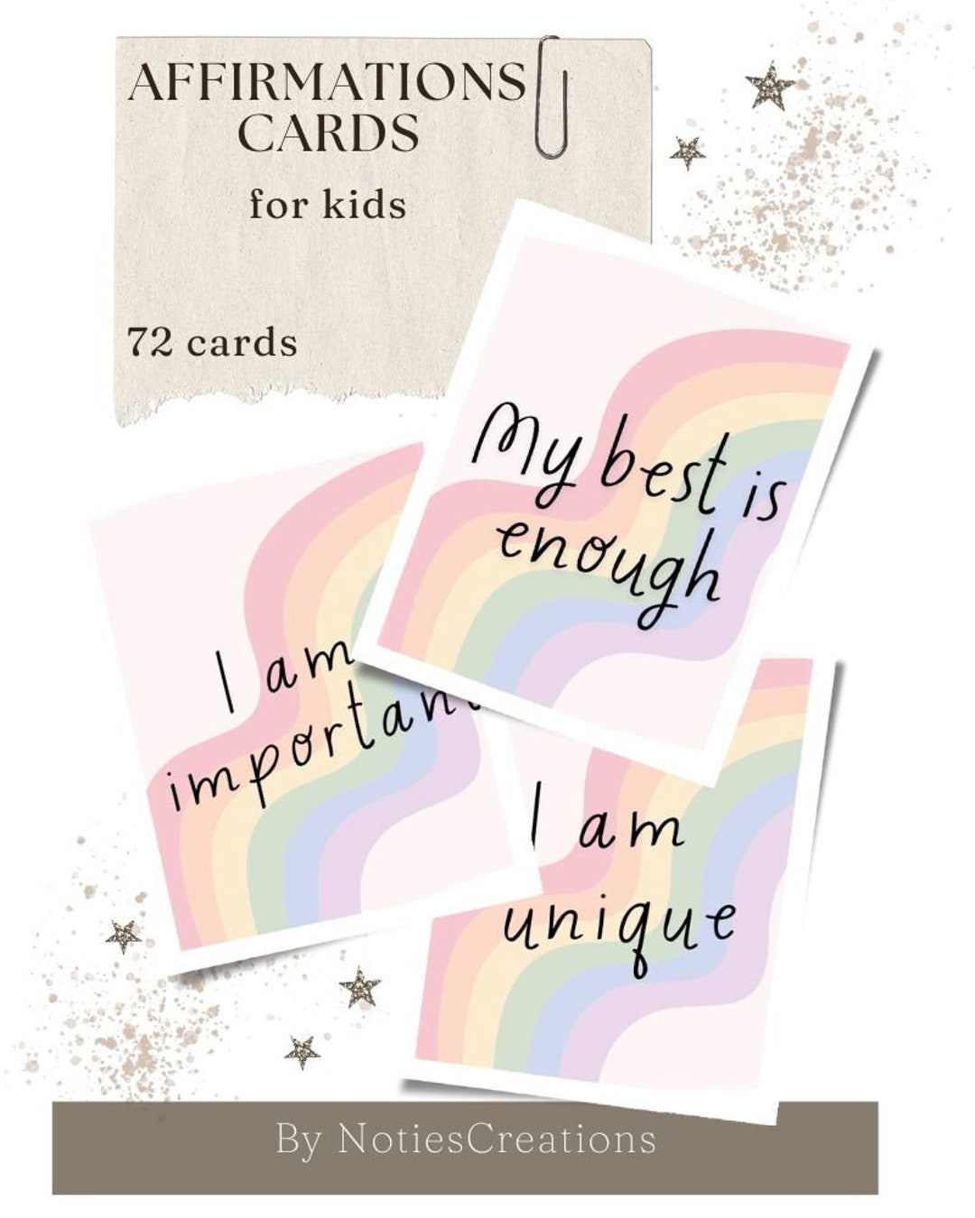 72 Affirmations Cards for Kids, Positive Affirmations, Printable ...