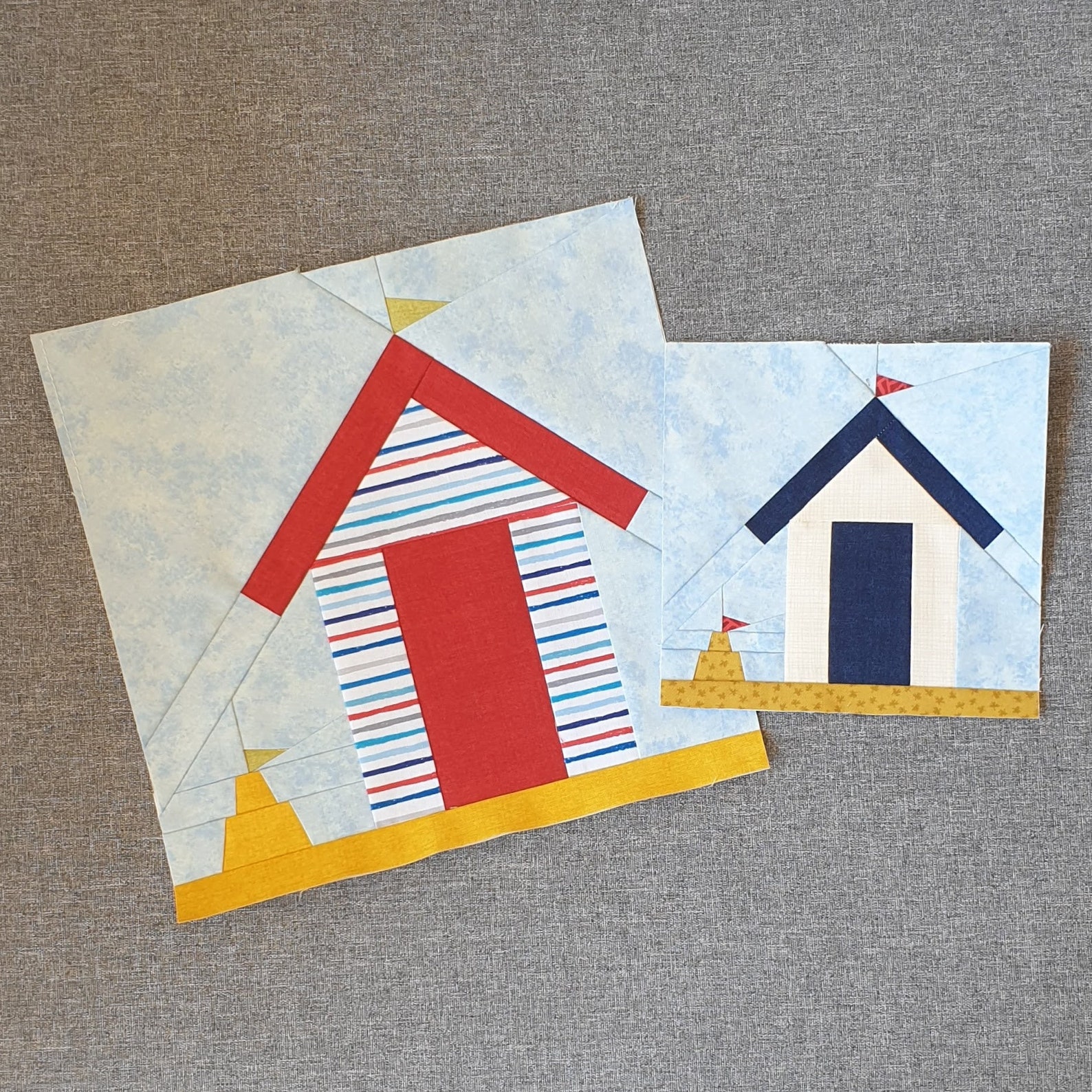 Beach Hut FPP Quilt Block Pdf Pattern in 2 Sizes | Etsy