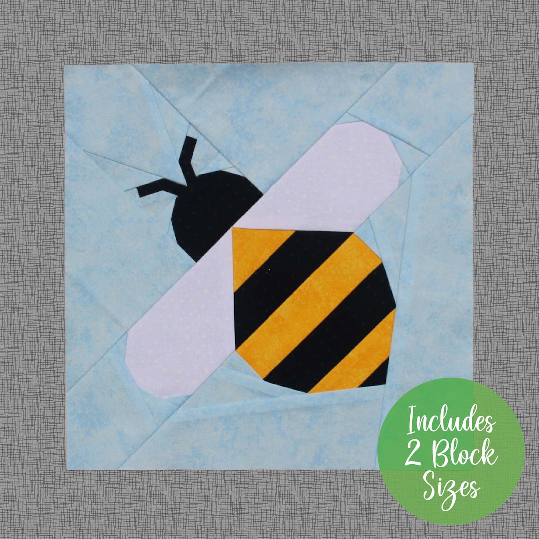 Flying Bumble Bee, Honey Bee FPP Quilt Block Perfect for Spring and Summer Themed Patchwork and ...