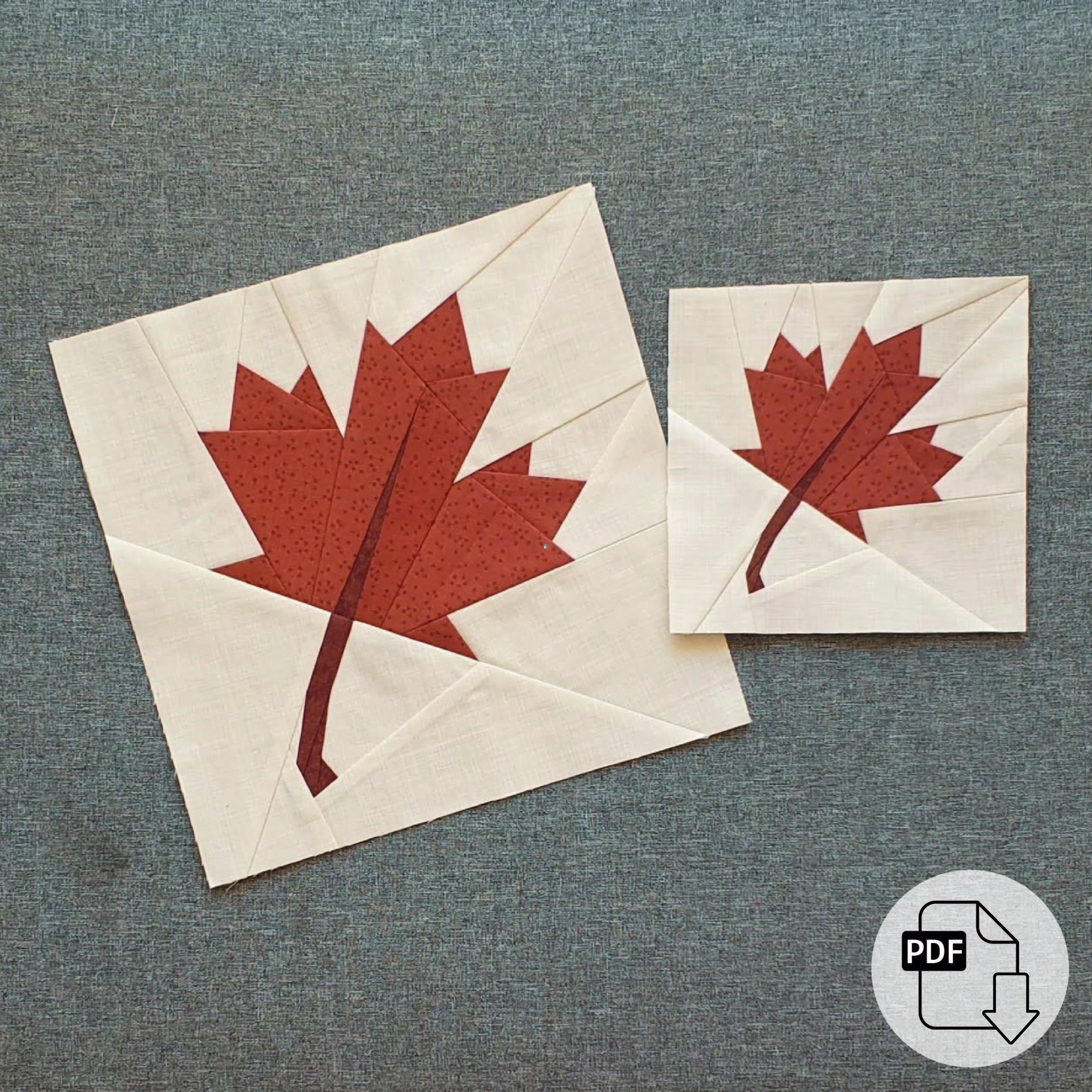 Maple Leaf FPP Quilt Block: Autumn Patchwork Pattern, 2 Sizes (PDF ...