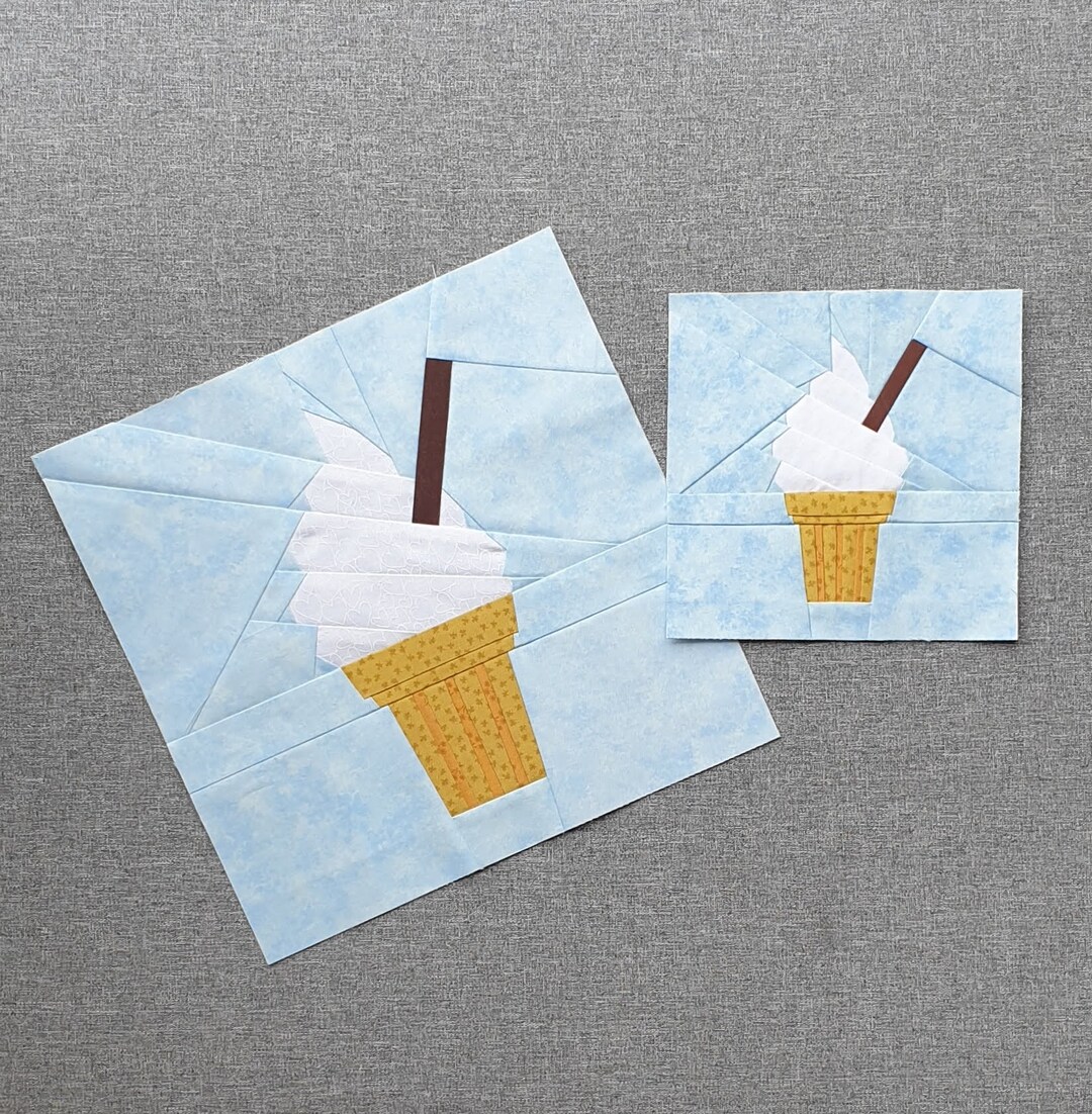 Soft Serve Ice Cream FPP Quilt Block Pdf Pattern in 2 Sizes - Etsy